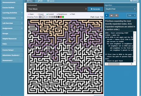 Maze Widget Simulating A Depth First Search On A Randomly Generated