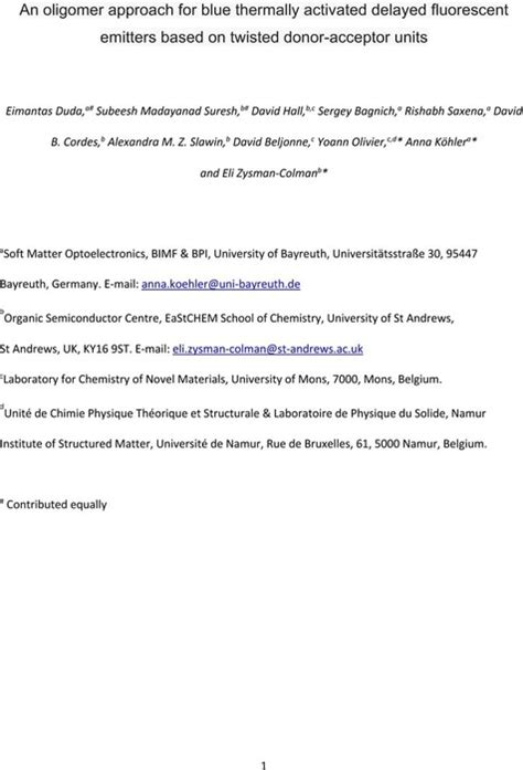An Oligomer Approach For Blue Thermally Activated Delayed Fluorescent Emitters Based On Twisted