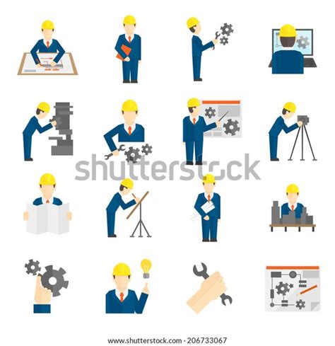 건설 산업 기술자 아이콘 집합 전문가 스톡 벡터로열티 프리 206733067