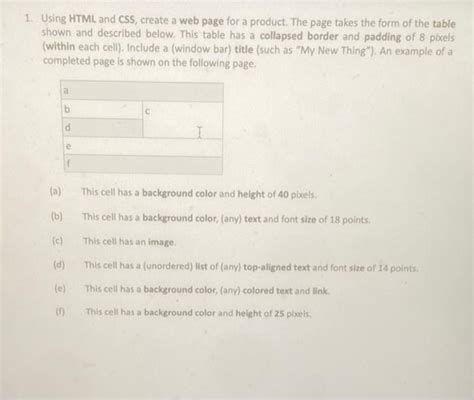 Solved Using HTML And CSS Create A Web Page For A Chegg