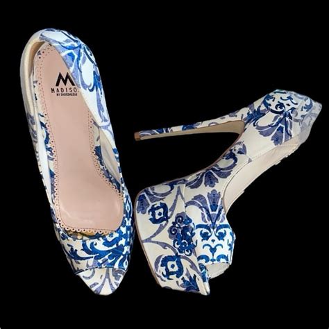 Beautiful Blue Floral Print Heels In 2025 Shoes Women Heels Heels