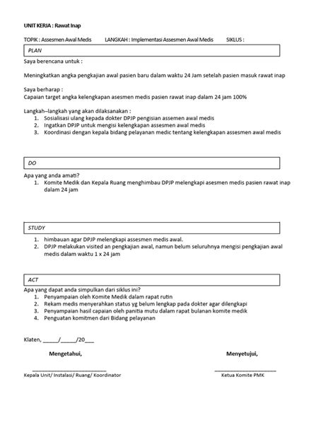Lembar Kerja Pdsa Assesmen Awal Medis Pdf