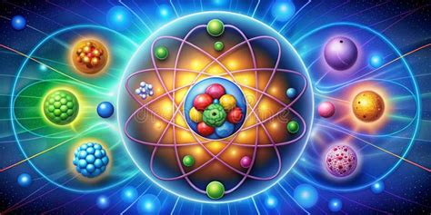A Vibrant Illustration Of Atomic Structures And Subatomic Particles Interacting Within A Dynamic