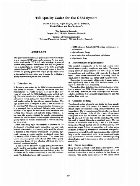Toll Quality Codec For The Gsm System Ieee Conference Publication Ieee Xplore