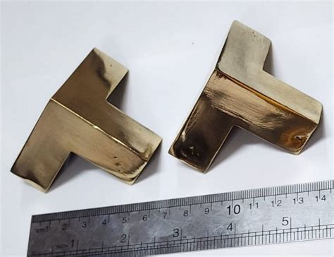 10 Pieces Small Box Corner 5 Cm Aged Real Brass Old Style House Door