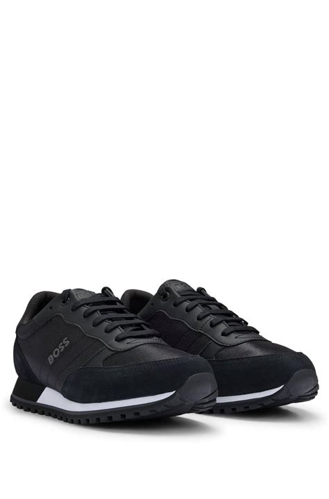 Boss Parkour L Running Style Trainers In Mixed Materials With Logo Details In Black For Men Lyst