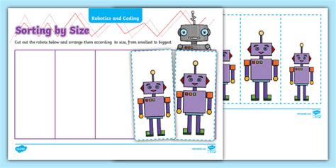 Grade R Coding Sequencing Sort By Size Robots