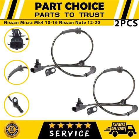 2x Front Abs Wheel Speed Sensor Fits Nissan Micra Mk4 10 16 Nissan Note