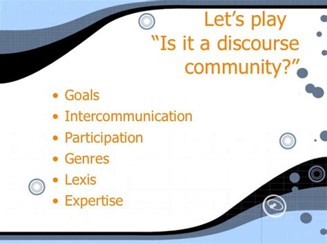Swales Discourse Communities