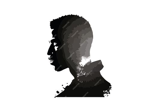 흑인 남자 실루엣 인쇄 일러스트레이터 벡터 프리미엄 벡터