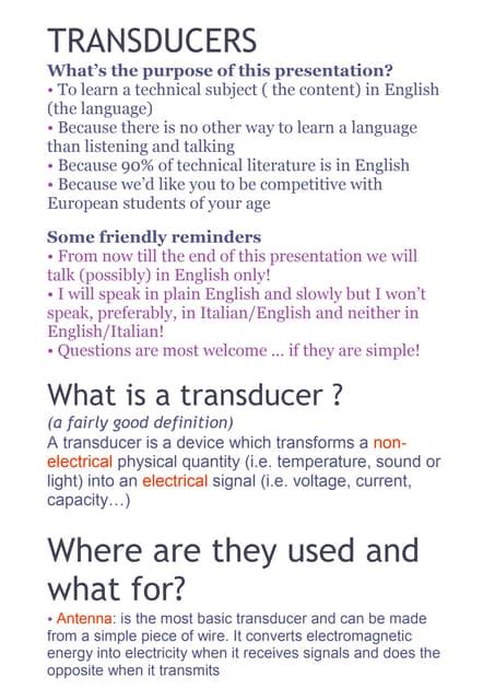 Transducers A Clil Lesson Pdf