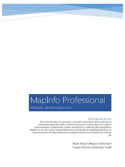 Mapinfo Professional V1503 Introduccion Pdf Sistema De Información Geográfica Datos