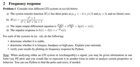 Solved Frequency ResponseProblem Consider Four Chegg