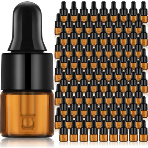 Nuogo 100 Pcs Amber Glass Mini Dropper Bottles Essential Oil Dropping Small Empty