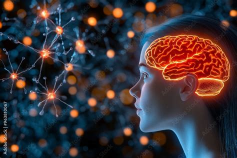 Action Potential Propagation Synaptic Cleft And Connectomics Human Brain With Glowing Neural