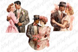 Vintage Interracial Couple Valentines Graphic By Artbycrystaljennings
