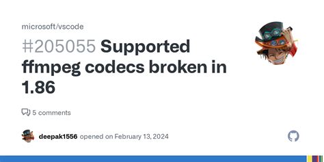 Supported Ffmpeg Codecs Broken In 186 · Issue 205055 · Microsoftvscode · Github