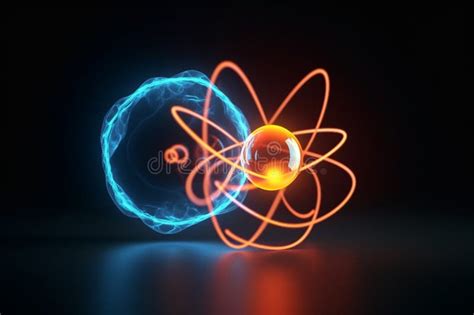 Abstract And Surreal Atom Model Lightning And Visualization Stock