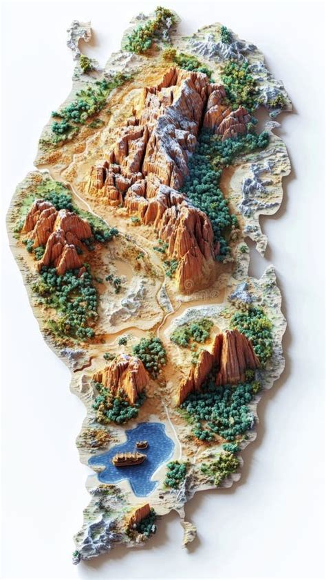 3d Uluru Rock Formation In Australian Map Illustration Stock Illustration Illustration Of