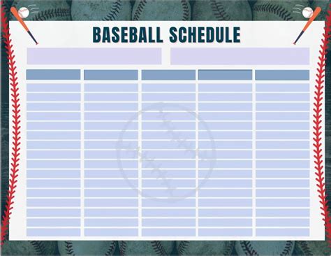 Editable Baseball Schedule Template Printable Templates