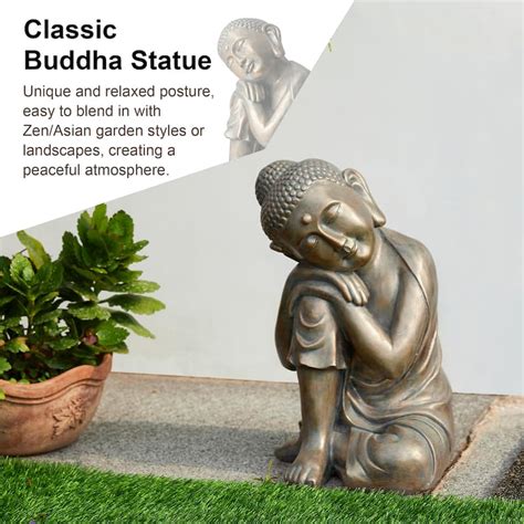 Glitzhome Zen Style Mgo Meditating Garden Buddha Statues Monk Sculpture