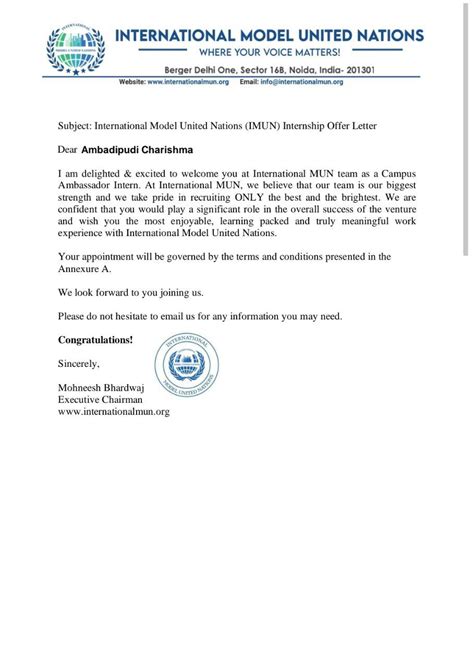 Internationalmun Internship Ambadipudi Charishma