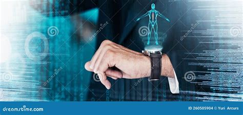 digital innovation businessman hologram watch and ai technology