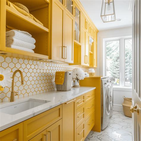 Cheerful And Bright Yellow Laundry Room Concept Home Decor Bliss