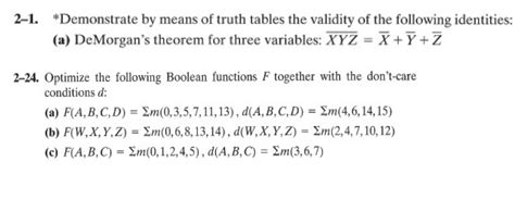 Solved 2 1 Demonstrate By Means Of Truth Tables The