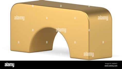 Golden Arched Rectangular Geometric Figure Exhibition Base Foundation Isometric Realistic Vector