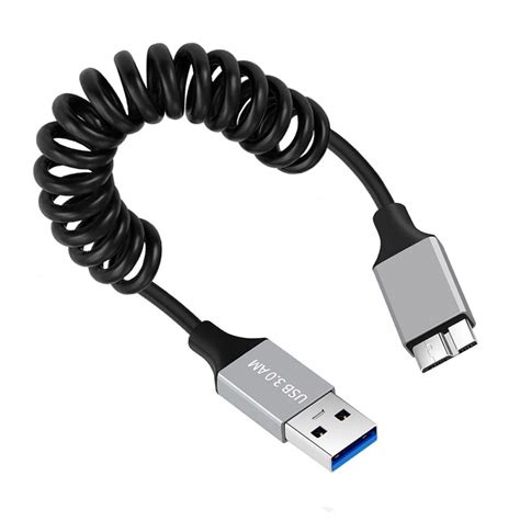 Cy Usb 3 0 Type A Male To Micro Usb3 0 Male Stretch Coiled Cable 100cm Extension 5gbps For Disk