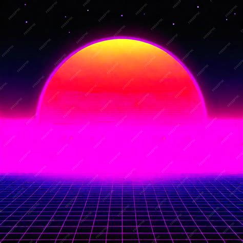 Premium Photo Synthwave Neon Retrowave Vaporwave Outrun Landscape