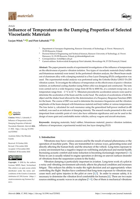 Pdf Influence Of Temperature On The Damping Properties Of Selected