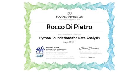 Rocco Di Pietro On Linkedin Python Foundations For Data Analysis • Rocco Di Pietro • Maven