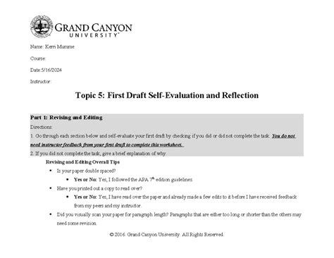 Unv 104 Rs T5 First Draft Self Evaluationand Reflection Name Kerri Mumme Course Date 5 16