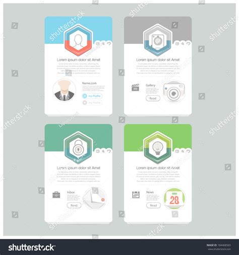 Colorful Responsive Flat Widget Elements Icons Stock Vector 184468565