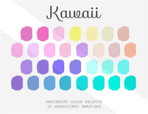 Kawaii Palette Digital Color Palette Procreate Tools Etsy Color Palette Color Palette