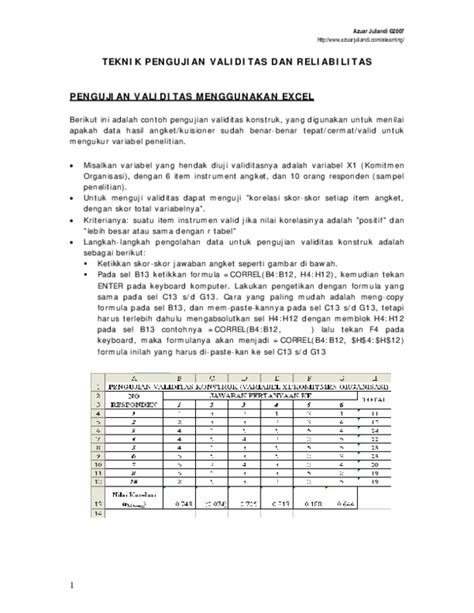 Pdf Validitas Konstruk Construct Validity Dan Uji Reliabilitas