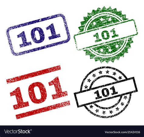 Scratched Textured 101 Stamp Seals Royalty Free Vector Image