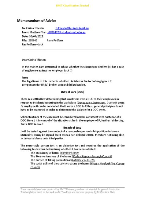 Memo Of Advice Christinas Template For Law2442 Memorandum Of