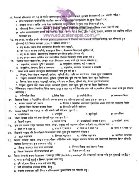 TSC Secondary Level Teaching License Exam Question 2081 Objective
