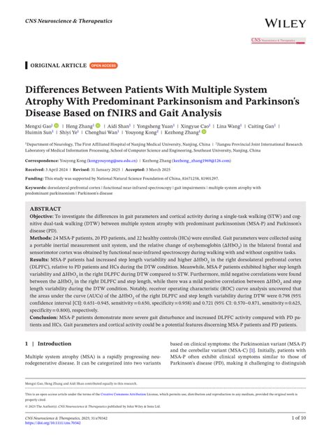 Pdf Differences Between Patients With Multiple System Atrophy With Predominant Parkinsonism