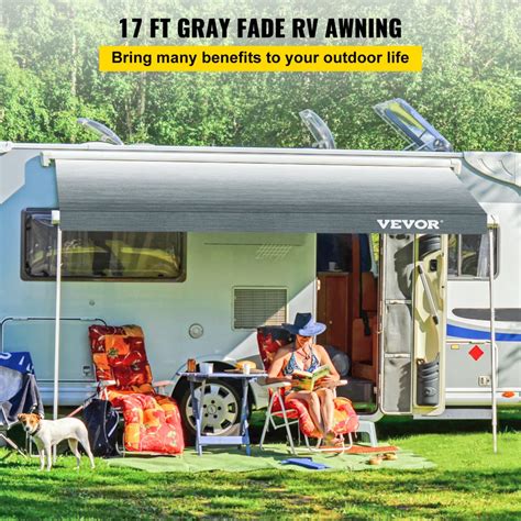 Vevor 17 Ft Rv Awning Awning Replacement Fabric 16 Ft 2 In Gray Fade