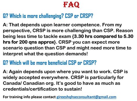 gireesh suresh csp crsp cmiosh on linkedin faq csp crsp training
