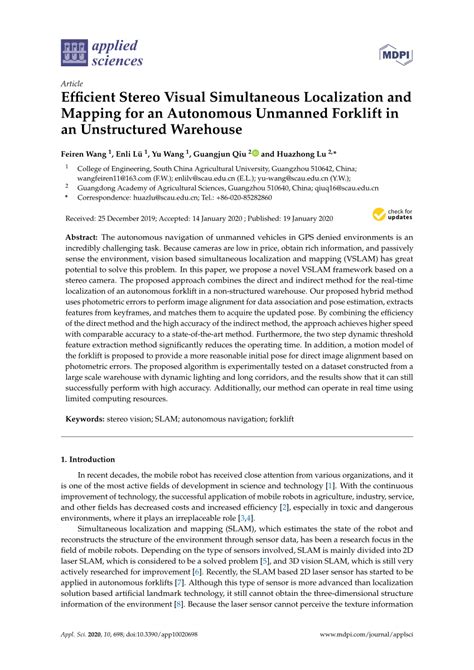 Pdf Efficient Stereo Visual Simultaneous Localization And Mapping For An Autonomous Unmanned
