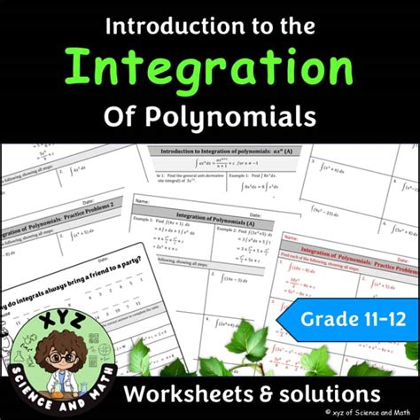 Introduction To Integration Of Polynomials Worksheets Indefinite