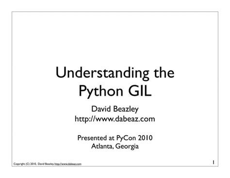 understanding the python gil pdf operating systems computer