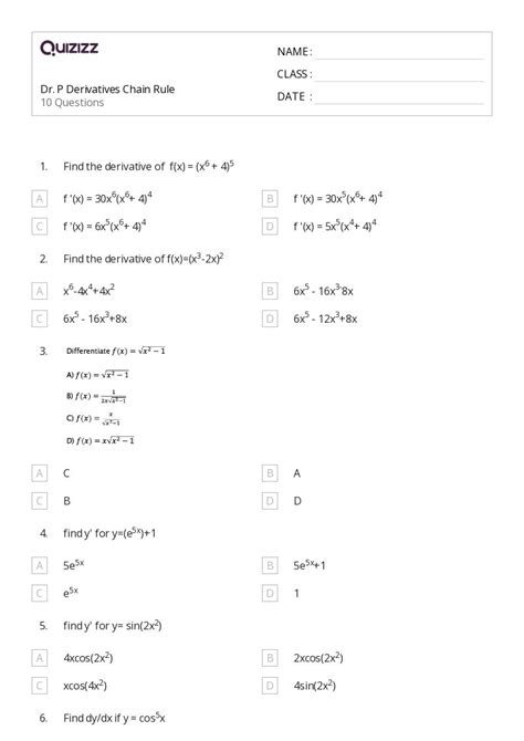50 Chain Rule Worksheets On Quizizz Free And Printable