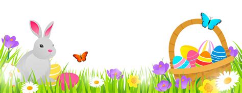 부활절 배경 벡터 일러스트 레이 션 흰색 배경에 고립 된 봄 꽃 필드에 부활절 달걀과 귀여운 토끼와 바구니 검색에 대한 스톡 벡터 아트 및 기타 이미지 Istock