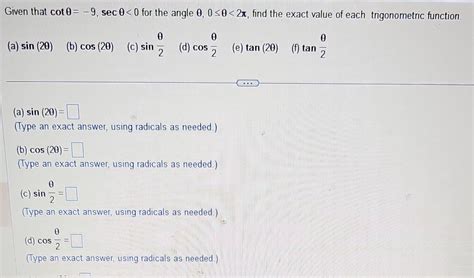 Solved Given that cotθ secθ